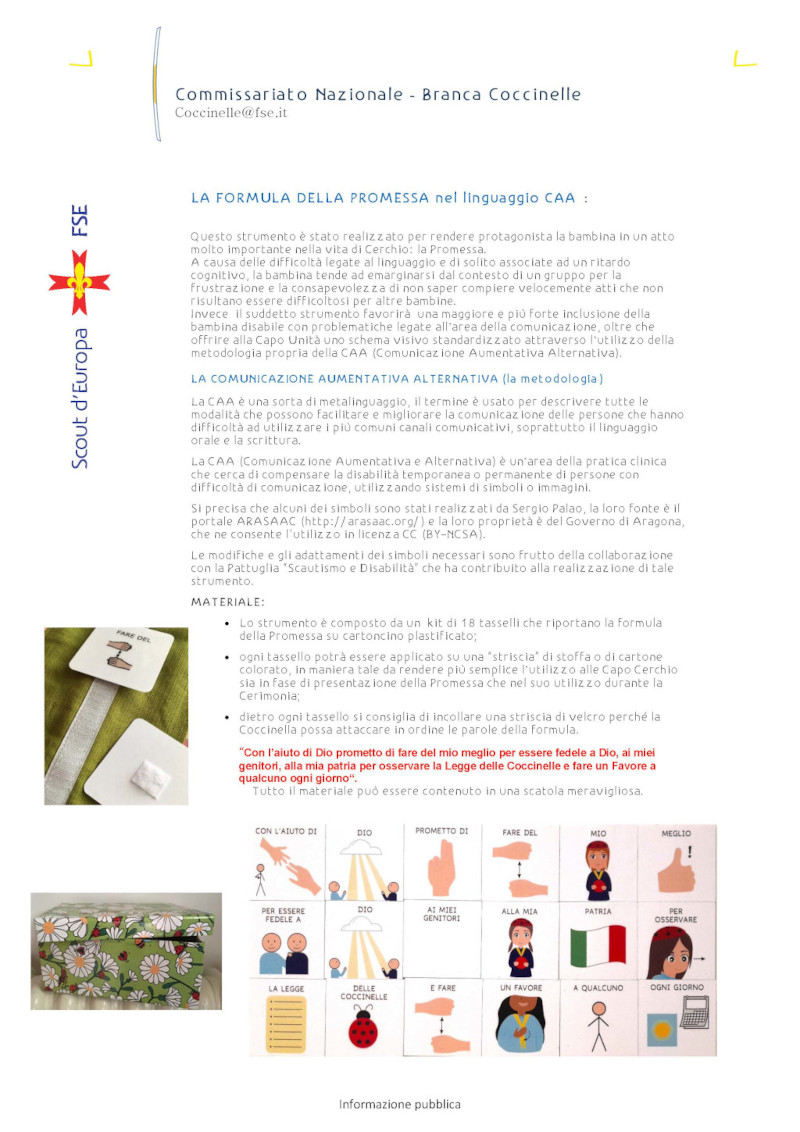 CAA PROMESSA COCCINELLA KIT 18 TESSERE